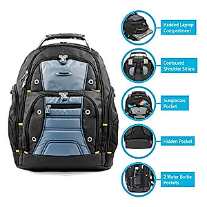 Targus Drifter business Travel Laptop Backpack, Lightweight 32L waterpoorf work+school bag, AntiTheft Commuters rucksack, Laptop Bag for Men & Women gift, for 15.6-Inch Notebook, Black/Grey (TSB238EU)