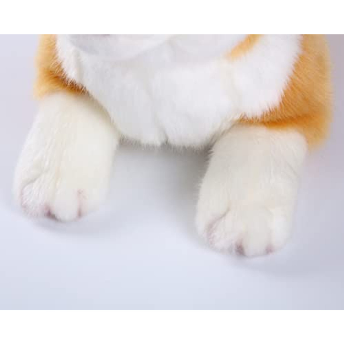 CU-MATE 16" Welsh Corgi Pembroke Stuffed Dog Animal Simulation-Realistic & Lifelike Soft Handmade Lying Dog Plush Toy Puppy -Present Gift for Boys and Girls