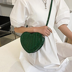 BESTOYARD Women Crossbody Bag PU Vintage Crocodile Skin Heart Shape Shoulder Bag Crossbody Summer Bag for Girls Student