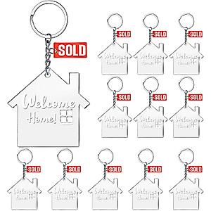 Inbagi 12 Sets House Acrylic Keychain Real Estate Agent Keychain Clear Blank DIY Keychain New Home Keychain Welcome Home Housewarming Gift for Real Estate Agent Supplies, Gifts