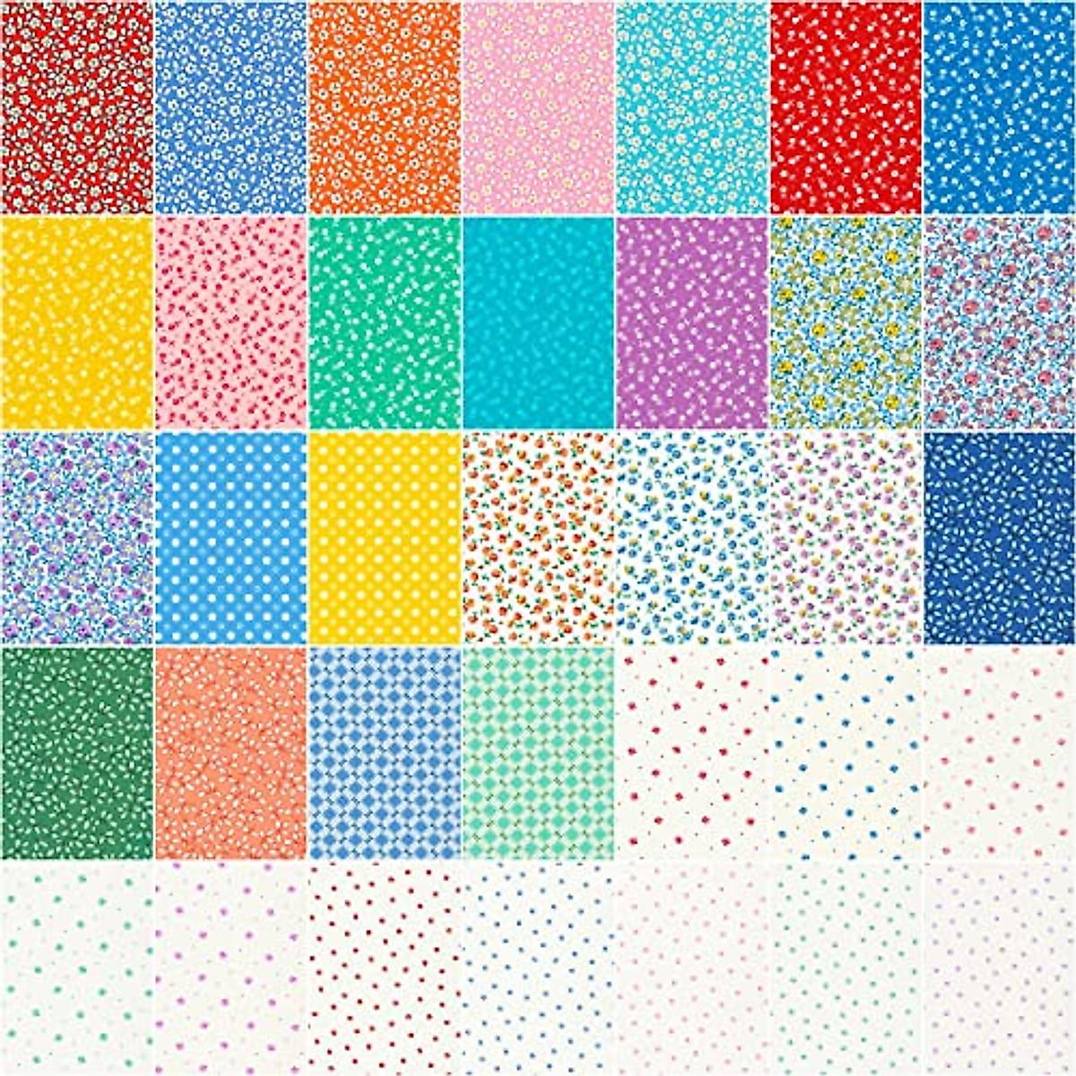 Jelly Roll - 1930's Basics A Flowerhouse Collection Debbie Beaves Spring Florals Small Scale Reproduction 2.5" Strips Roll-Ups Bundle Quilter's Cotton Fabric Precuts (RU-1112-40)