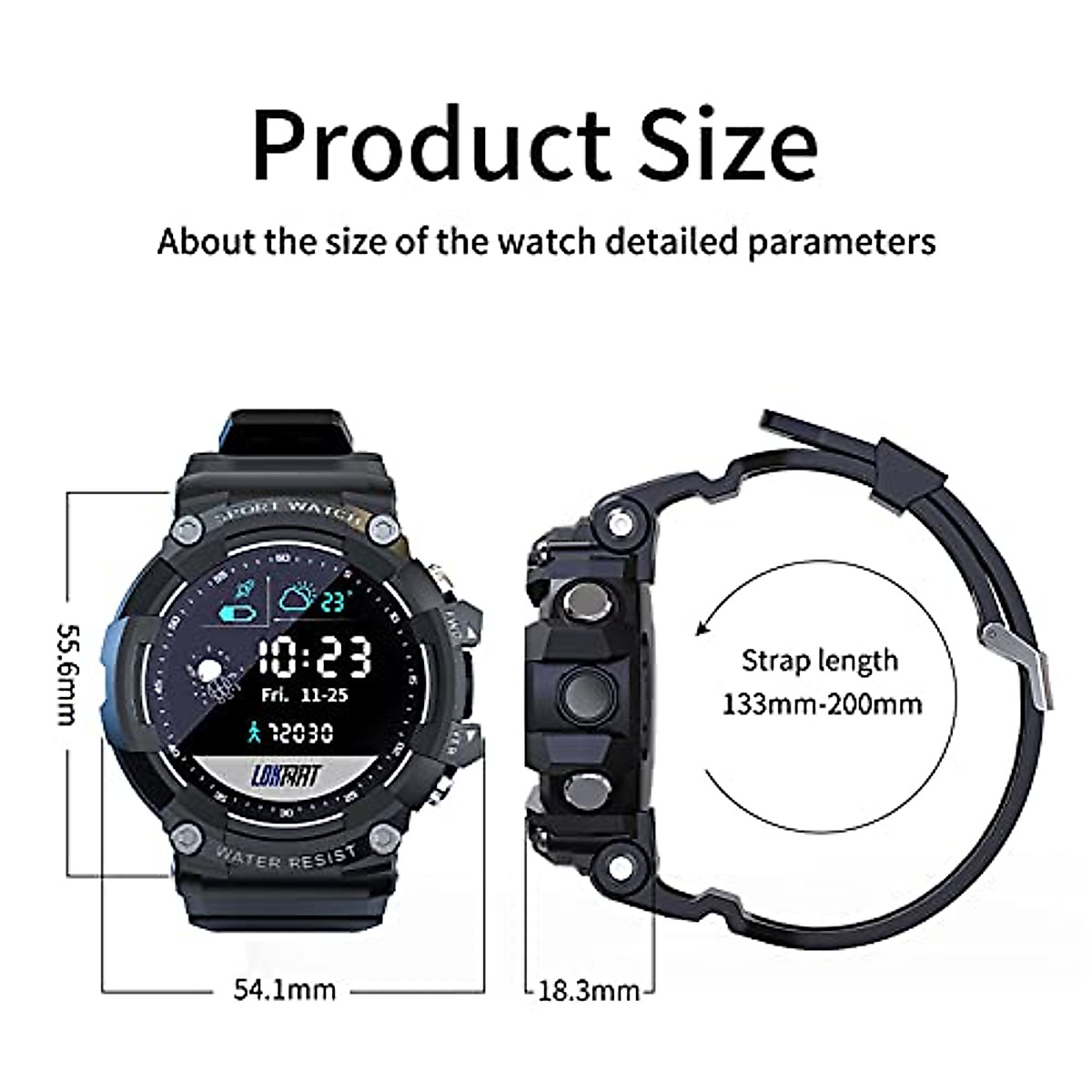JZ&TS LOKMAT Attack 2 Smart Watch,Touch Screen Smartwatch,Fitness Trackers with Heart Rate Monitor,Waterproof IP68 Activity Trackers,Smart Watch for Men Women for iPhone Android (Black)