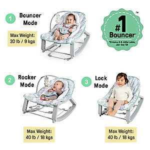Ingenuity Keep Cozy 3-in-1 Grow with Me Vibrating Baby Bouncer Seat & Infant to Toddler Rocker - Spruce, Newborn and up