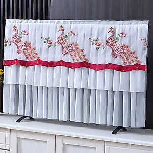 YIJIAFEIFEI LCD TV Dust Cover with Openable Front Flap, Indoor TV Cover Dust Proof, Soft Lace Cover for Tv Decorative(Size:40 inch)