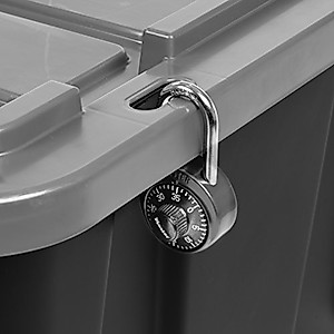 IRIS USA 27 Gallon Large Heavy-Duty Storage Plastic Bin Tote Organizing Container with Durable Lid, Black/Gray, 4 Pack