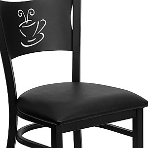 Flash Furniture HERCULES Series Black Coffee Back Metal Restaurant Chair - Black Vinyl Seat