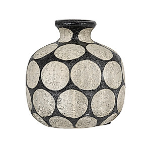 Creative Co-Op Terracotta Vase with Wax Relief Dots, Black and Natural