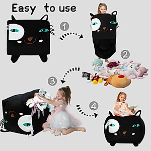 Black Cat Bean Bag Chairs for Teens, Playroom Furniture, Comfortable Seating for Kids, Large Size 22x24 Inch Velvet Extra Soft, Cover ONLY