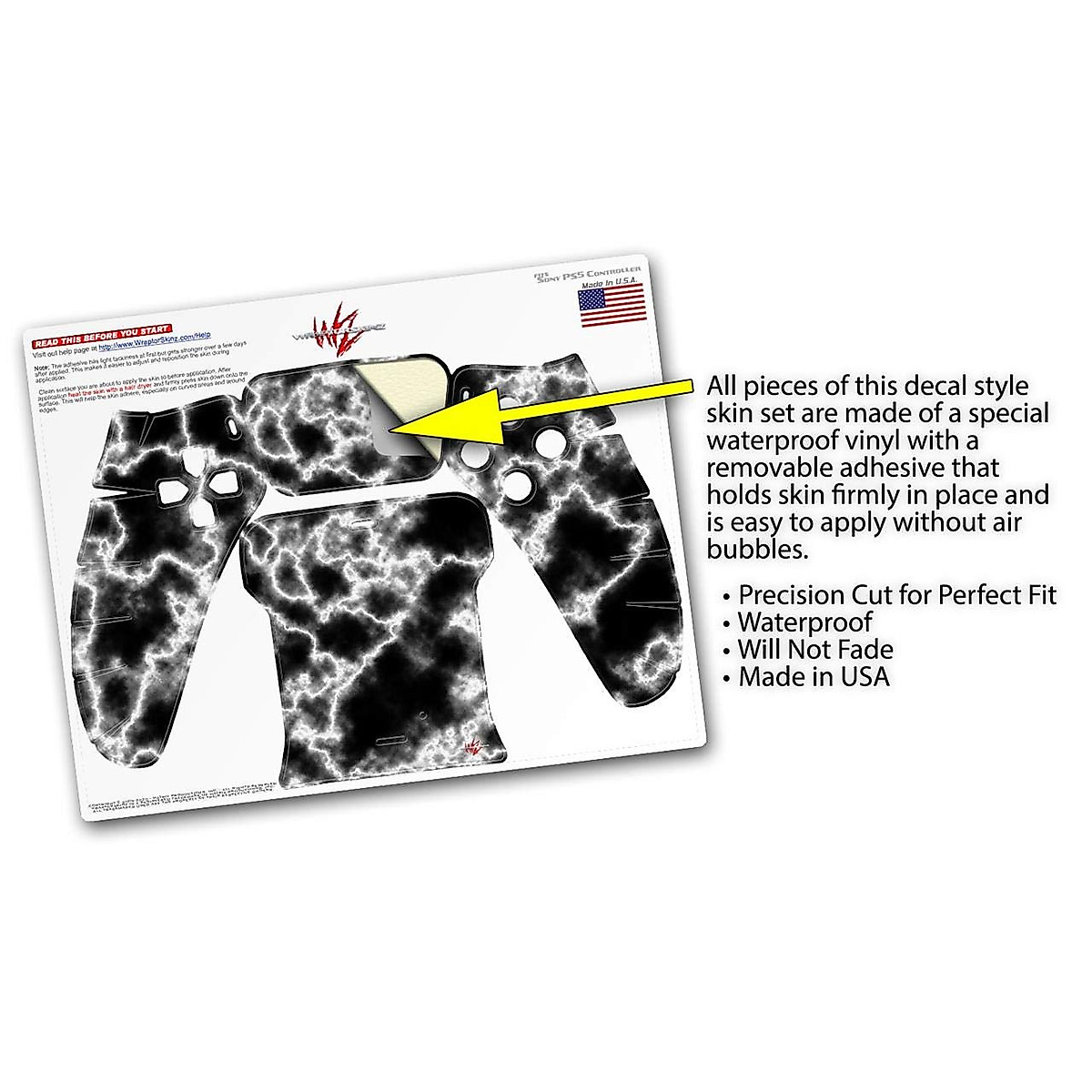 WraptorSkinz Skin Wrap compatible with Sony PS5 DualSense Controller Electrify White (CONTROLLER NOT INCLUDED)