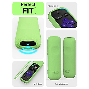 Roku Voice Remote Cover for Roku RC580,Select Series HD TV 2024,Stick 4k+,RCA1R 2022,RCAL7R Remote Shockproof Silicone Protective Case for Streaming Stick 4K with Remote Loop(Glow Green)