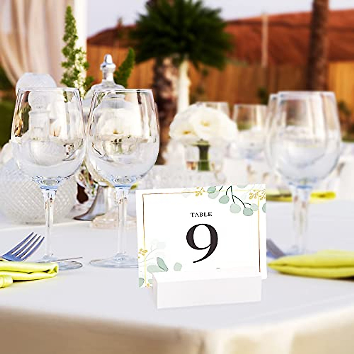 Thyle 12 Pieces Wood Place Card Holders Wood Sign Holders Table Number Holder Stands Name Card Holder for Wedding Party Events Decoration (White, 3 x 1.6 x 0.8 Inch)