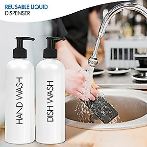 Empty Hand and Dish Soap Dispenser Set – (Pack of 2, 17 Oz) Reusable & Refillable Dish Soap Dispenser & Kitchen Hand Soap Dispenser Bottles Set for Countertop, Sink, Slab & Dish Washing