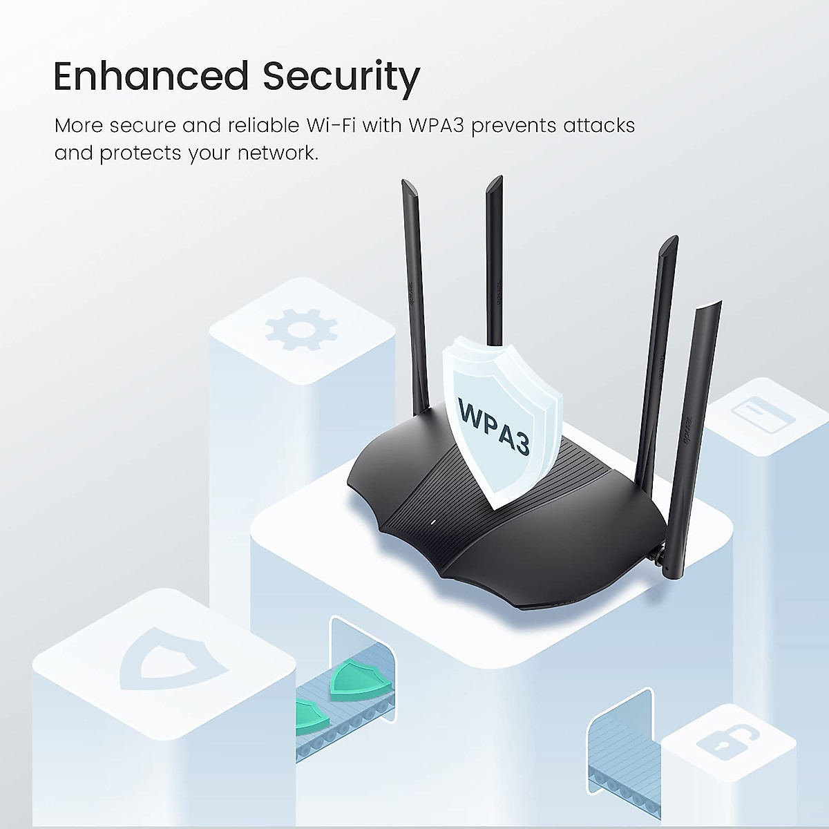 Tenda TX9 Pro WiFi 6 Router, AX3000 Dual Band Gigabit Smart 802.11ax Router, WPA3 Network Security, IPv6 Supported, Intel Chipset+OFDMA, Parental Control, TX9Pro.