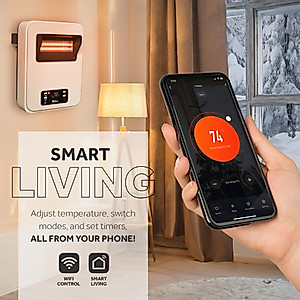 Dr. Infrared Heater Ecoheat Wall Hung or Wall Mounted Electric Space Heater, Dual System with Infrared and Fan Forced, Remote Control, 1500W, White