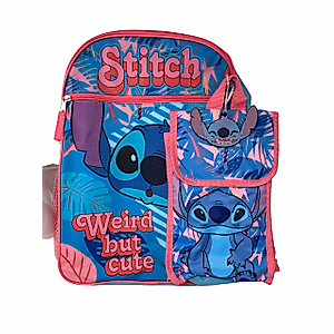 Disney Lilo & Stitch 5-Piece 16 Inches Backpack Set for school- Weird but cute