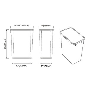 Dowell 35L Wastebasket Trash Container, 37Qt/9.2Gal, Plastic, Stackable, for Kitchen/Bathroom/Office, Fits Under Sink/Desk (Grey 4000 35 04)