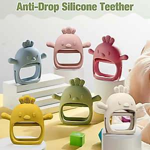 6 Packs Baby Teether Toy Silicone Teething Toys for Babies 0-12 Months Baby Pacifier Baby Chew Toys Anti Dropping Wrist Hand Teethers Mitten for Sucking Needs Soothing