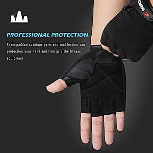 BEACE Weight Lifting Gym Gloves with Breathable Leather Palm for Workout Exercise Training Fitness and Bodybuilding for Men & Women