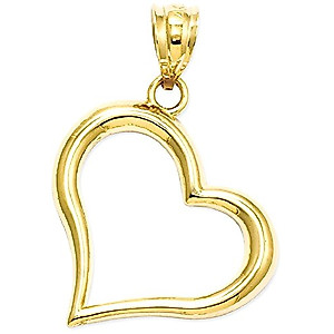 IceCarats 14K Yellow Gold Dangling Heart Necklace Love Pendant Charm 25mm x 19mm Only