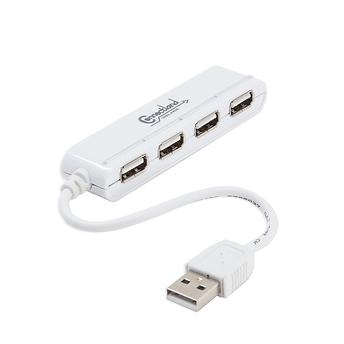 Connectland Utlra Slim USB 2.0 High-Speed 4 Port HUB with On Off Switch for Desktop and Laptops Windows Mac Linux CL-U2MNHUB-4W