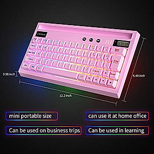 CTBTBESE Wireless RGB Backlit Gaming Keyboard, Ultra-Compact 61 Keys with Phone Stand, Waterproof for PC/Mac Gamer, Typist, Travel(Pink)…