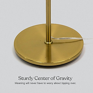 Brightech Zion Elegant Floor Lamp – Modern Woven Wicker Shade Matches Boho, and Mid-Century Décor – Free Standing LED Light for Living Rooms and Bedrooms – Tall Lamp Gets Compliments - Brass