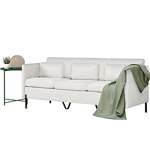 TYBOATLE Upholstered Modern Loveseat Sofa Couch with 2 Rectangular Pillows and Metal Legs, 55" W Fabric Comfy Couches for Living Room, Bedroom, Small Space, Apartment, Office (Cream Beige)