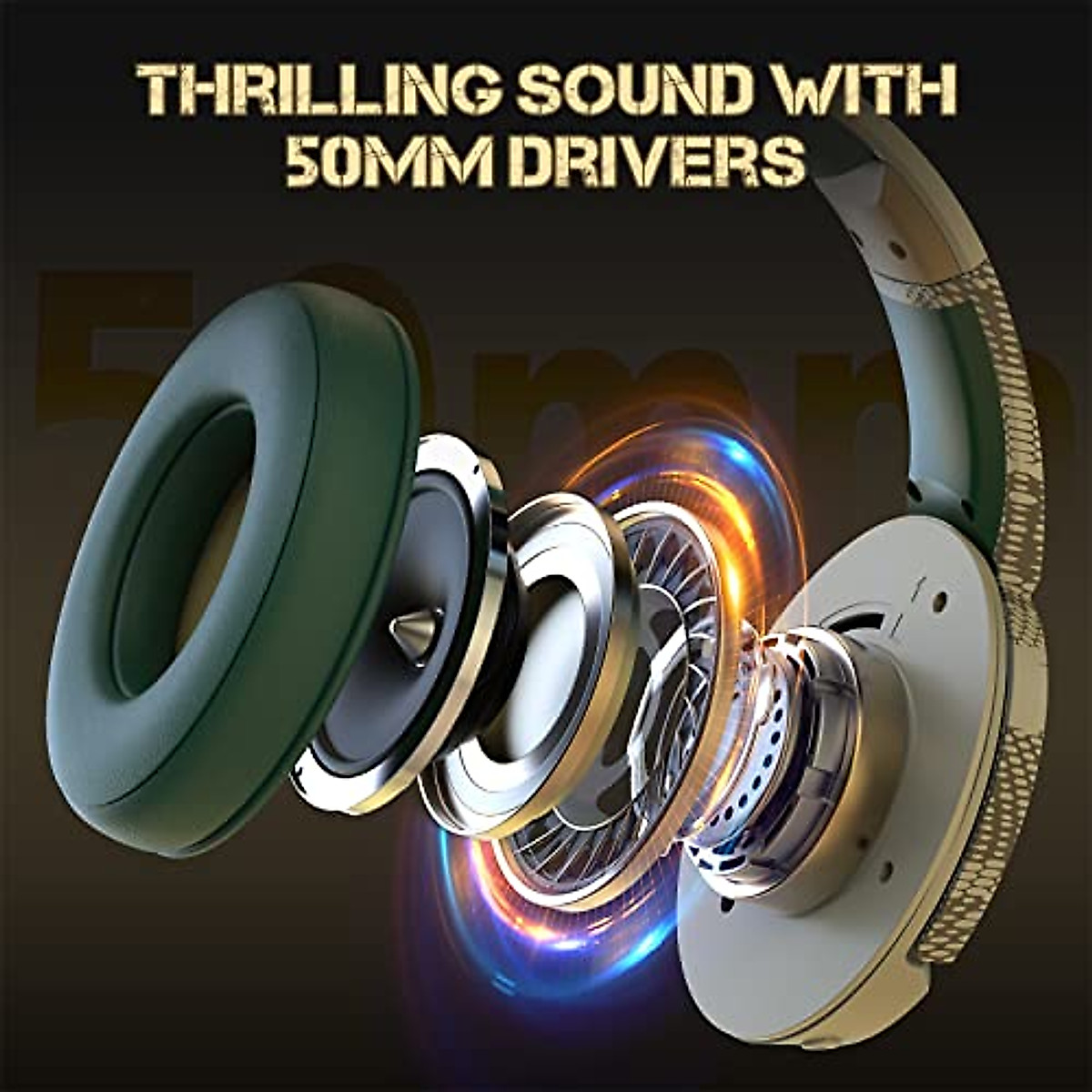 NUBWO G08 Wireless Gaming Headset with Microphone: 100-Hr Battery Life, 10m Range, Unique Desert Color, Compatible with PS4/PS5/PC/Mac