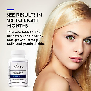 Elon Matrix 5000 Complete Multivitamin — Skin, Hair and Nail Growth Vitamins — Healthy Hair Growth Vitamins for Women & Men — 5000Mcg Biotin Supplement (60 Day Supply)