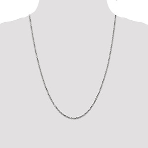 Jewelplus 14K White Gold Chain - 2.2mm Diamond-Cut Cable Chain Necklace - 24", Exquisite Round Design, Ideal for Layering, Premium Polished Finish, Strong Lobster Clasp