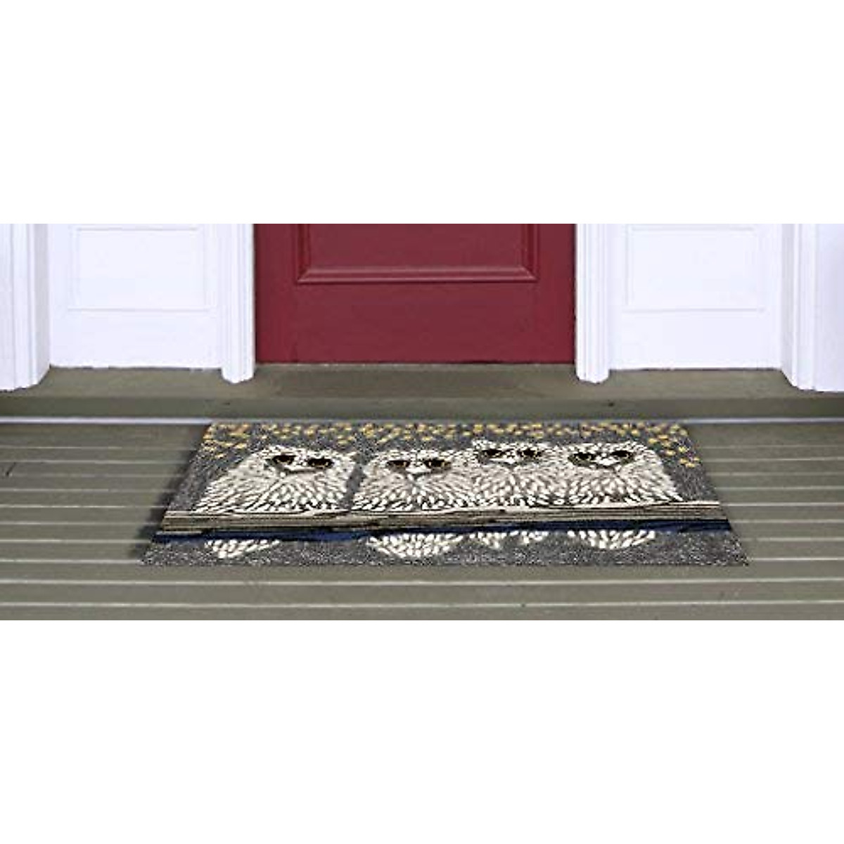 Liora Manne Frontporch Indoor Outdoor Rug - Novelty Design, Hand Hooked, Weather Resistant, UV Stabilized, Foyers, Porches, Patios & Decks, Owls, 2'6 x 4'