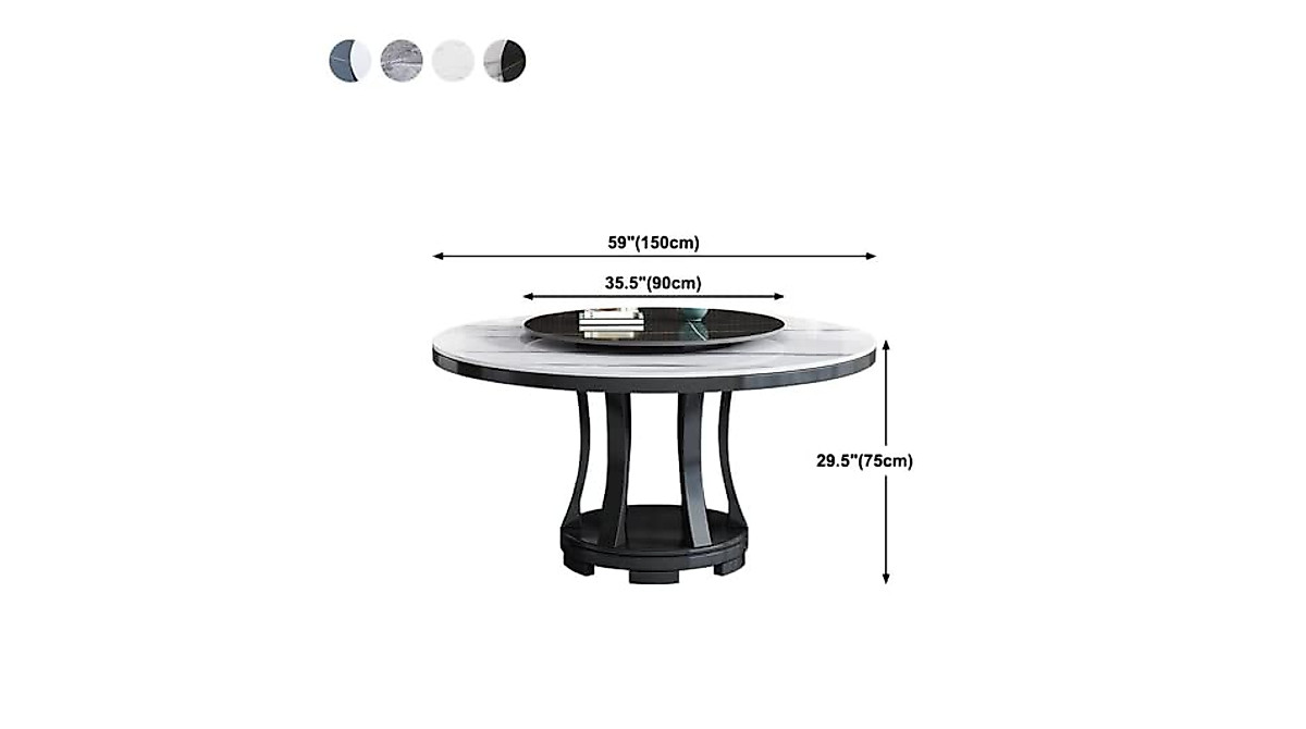 LAKIQ Modern Round Dining Table with Lazy Susan