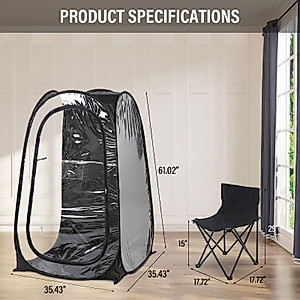 iDOTODO Full Body Portable Sauna Set, Full Size Steam Saunas for Home Personal Steam Sauna Personal Home Spa Transparent One Person Sauna, Remote Control, 4L/1500W Generator, Upgraded Foldable Chair
