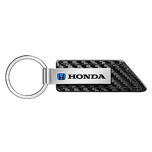 iPick Image - Honda Carbon Fiber Texture Black Leather Strap Key Chain - Honda (Blue)