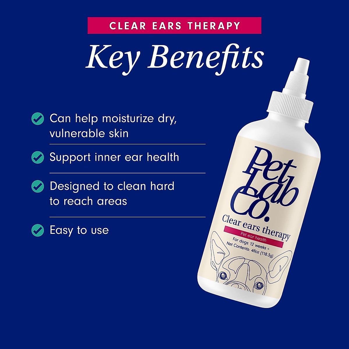 PetLab Co. Ear & Coat Support Bundle: Support Ear Health & Hygiene with Our Dog Ear Cleaner 4 Ounces & Itch Relief Chews Designed to Support Optimum Skin Condition & Maintain Skin Health 30 Count