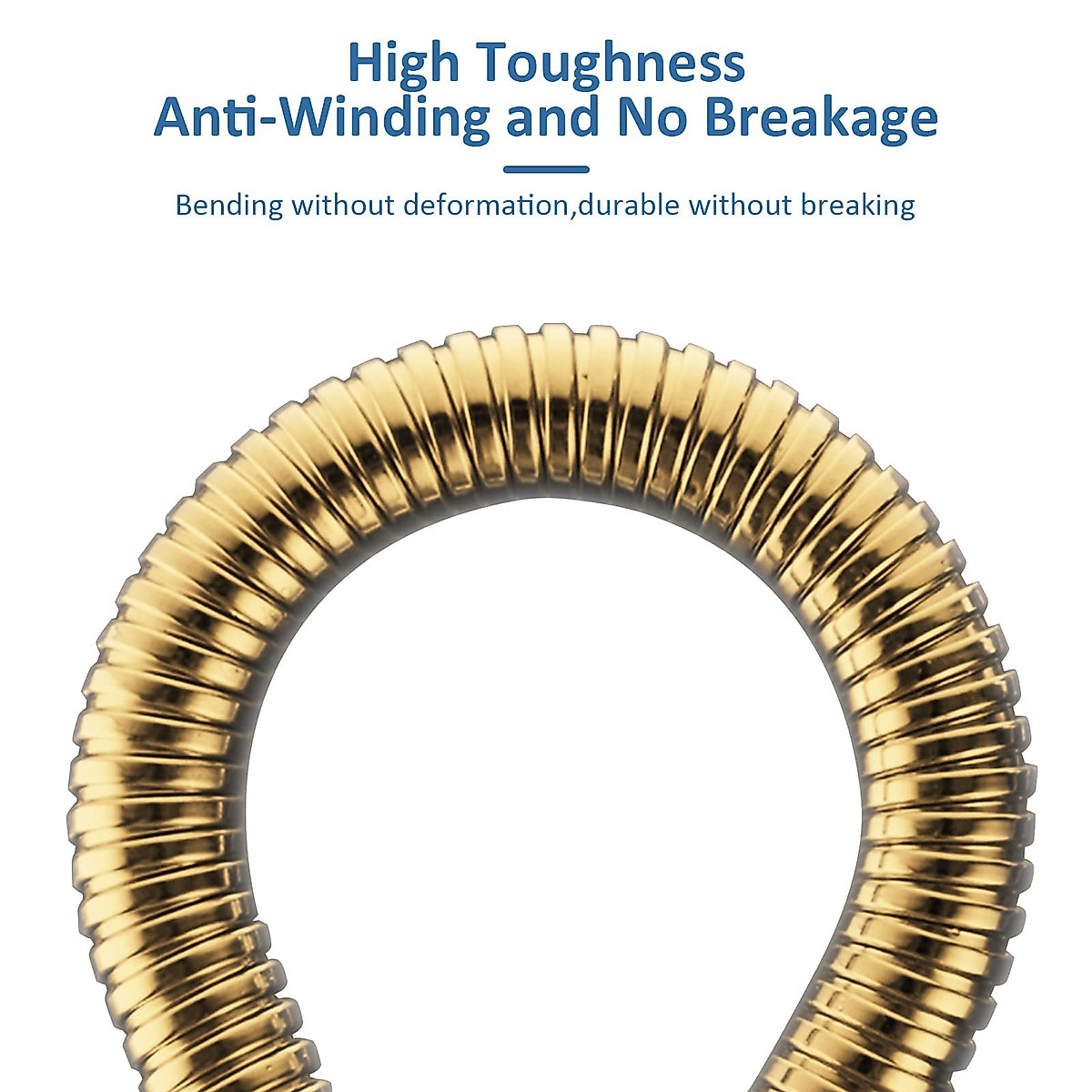 Oupukle Shower Hose Stainless Steel Handheld Shower Head Hose with Brass Insert and Nut - Durable and Flexible (60 Inches, Brushed Gold)