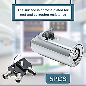 Kemcatui 5PCS Vending Machine Lock, Soda Machine Locks with Keyed Alike, Candy Vending Machine Lock Snack Machine Lock Tubular Keyway