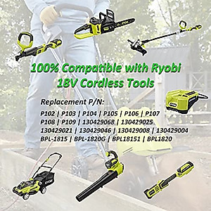 3.0Ah Replacement Battery Compatible with Ryobi 18V Lithium Battery P102 P103 P104 P105 P107 P108 P109 P190 P122 for 18 Volt Cordless Power Tools 2 Packs
