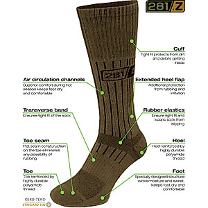281Z Army Demi Season Breathable Over The Calf Uniform Boot Socks (Coyote Brown)(Medium 4 Pairs Pack)