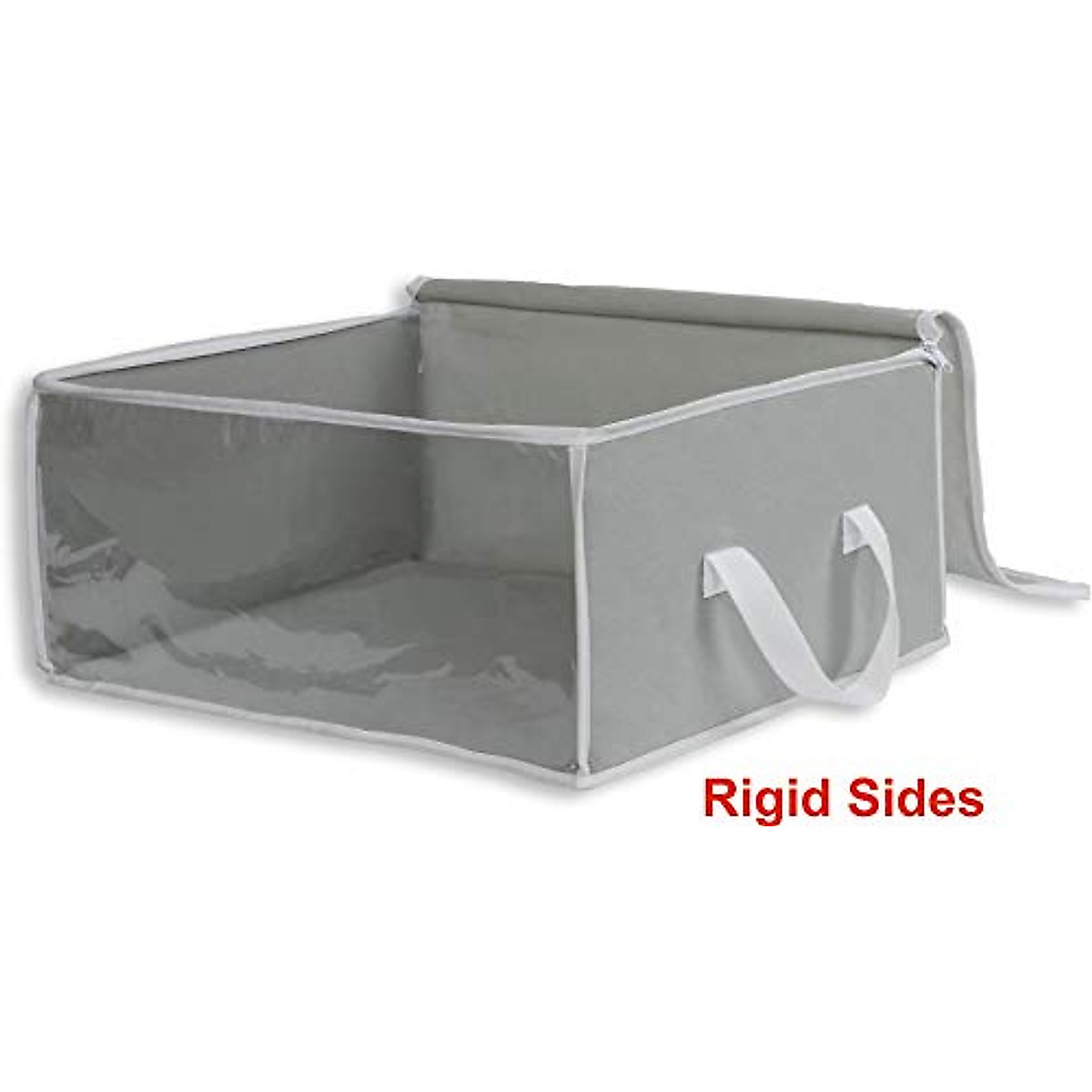 Simple Houseware 3 Pack Foldable Closet Organizer Clothing Storage Box with Clear Window, Grey