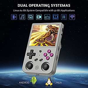 RG353V Handheld Game Console with Dual OS Android 11 and Linux, Retro Handheld Game Console Built-ind 64G TF Card 4556 Games, Support 5G WiFi 4.2 Bluetooth, Streaming and HDMI 3.5 Inch (RG353V Grey)