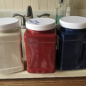 Lawei 6 Pack Square Plastic Jars with Lids, 30 Oz Clear Rectangular 4-Cup Containers with Easy Grip Handles, Wide Mouth Plastic Canisters for Dry Food, Cookies, Peanut Butter, Honey and Jam Storage