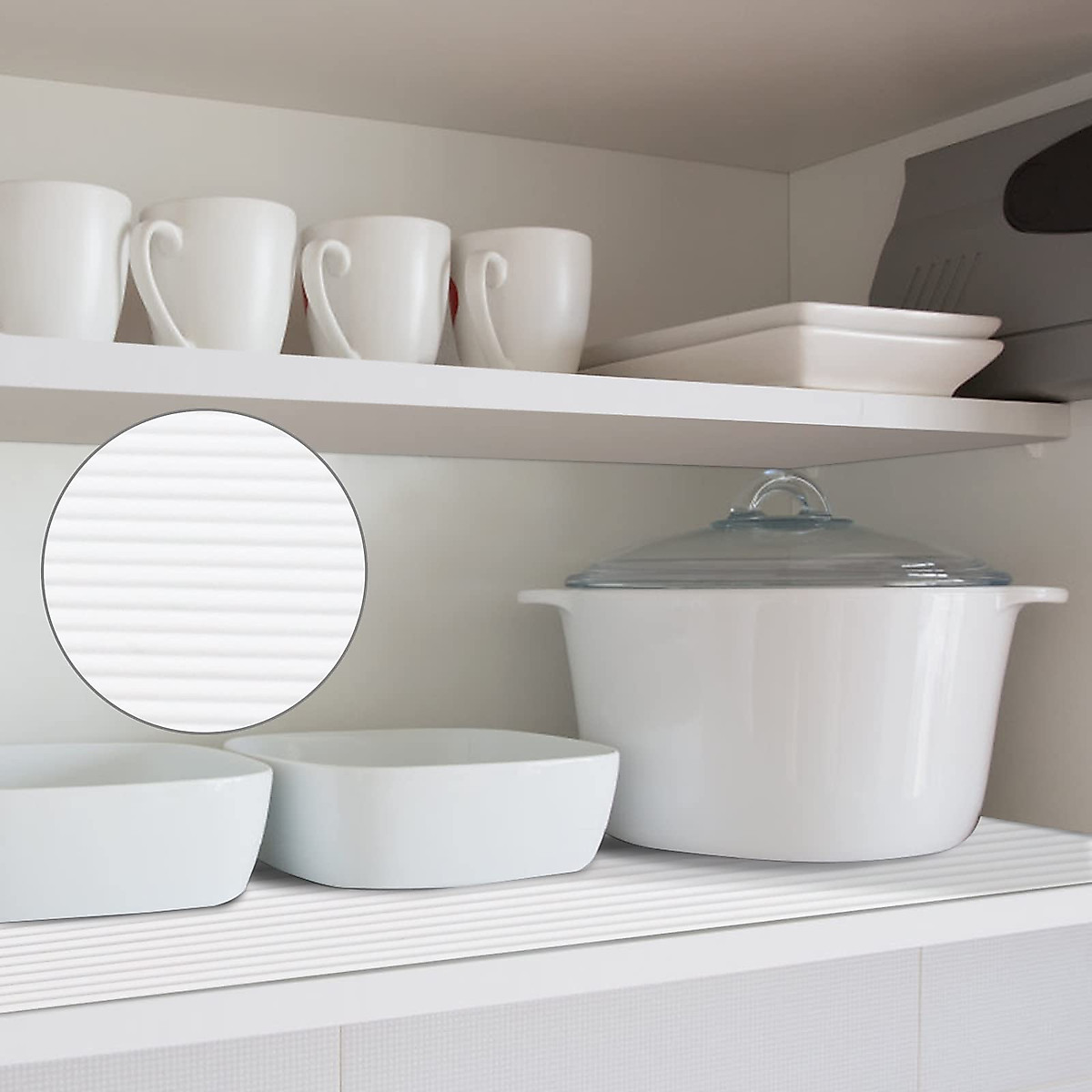 Shelf Liners for Kitchen Cabinets, 11 Inch x 20 FT, Plastic Shelf Liner, Non Adhesive Kitchen Drawer Cabinet Liner for Wire Shelves/Fridge/Drawer/Dresser (White, 11 inches x20 Feet)