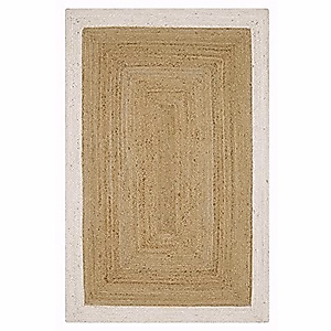 Fab Habitat Essentials Braided Area Rug - Ivory - Handwoven, Natural Fiber, Soft Underfoot - Natural Jute - Bedroom, Living Room, Dining Room - 4x6 ft