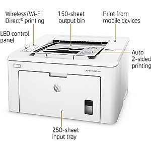 HP Laserjet Pro M203dw Wireless Laser Printer, Duplex Printing, 30ppm, 1200x1200 dpi, LED Button, Mobile Printing, Compatible with Alexa (G3Q47A), Wi-Fi & Ethernet, W/Silmarils USB 2.0 Printer Cable
