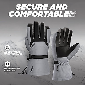 Gordini Men's Gore-Tex Gloves for Cold Weather & Wind Snowboard & Skiing Adjustable Straps Keeping Waterproof Insulated Warm for Winter