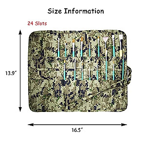 Amersis Deluxe Canvas Art Paint Brush Holder & Storage Organizer Roll-Up Case Bag - 24 Slot Pockets Carry Pouch - Protect Artist Acrylic Oil Watercolor Paintbrushes - Store Pencils, Pens Tools