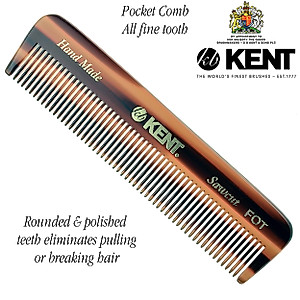 Kent A FOT Handmade All Fine Tooth Saw Cut Beard Comb - Pocket and Travel Comb - Styling Comb or Wet Comb for Fine or Thinning Hair, Beard Care, and Hair Care for the Essential Kent Beard Kit