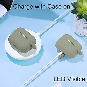 Lerobo Compatible with AirPods Pro Case Cover,Soft Silicone Protective Cases Cover Skin Designed for Apple AirPod Pro Charging Case Women Men with Keychain Front LED Visible,Army Green