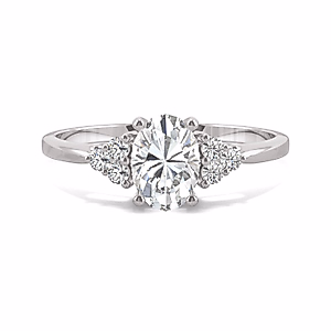 Charles & Colvard 14K White Gold Moissanite 7x5mm Oval Engagement Ring-size 7.5 1.02cttw DEW